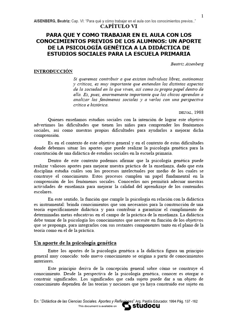 Aisemberg. Capitulo VI PARA QUE Y COMO Trabajar Conoc PREV | PDF ...