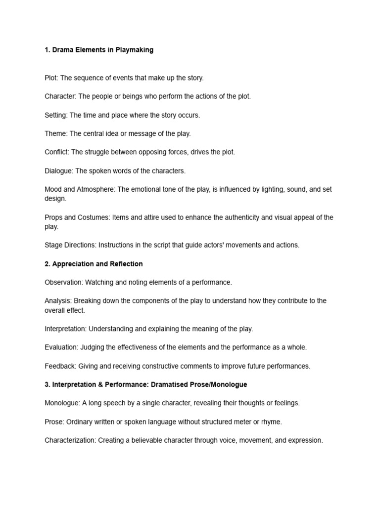 Grade 8 Drama Elements Overview | PDF | Emotions | Thought