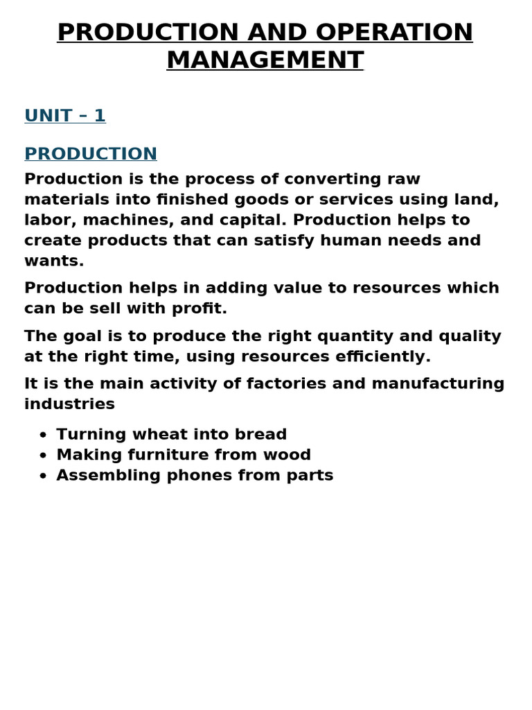 Production and Operations Management Overview | PDF | Inventory ...