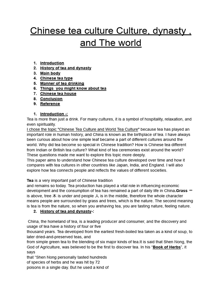Term Paper Chinese Tea Culture by Abdullah Ansari | PDF | Tea | China