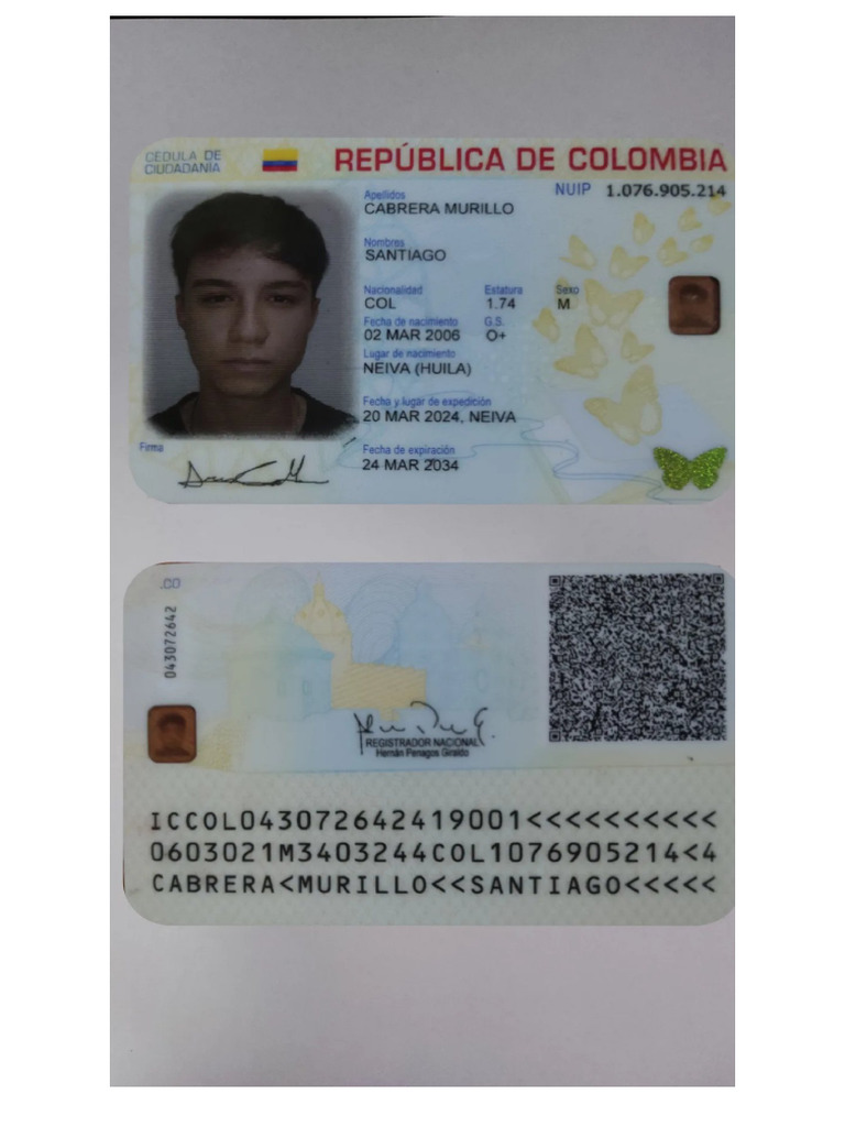 Cédula Santiago Cabrera Murillo | PDF