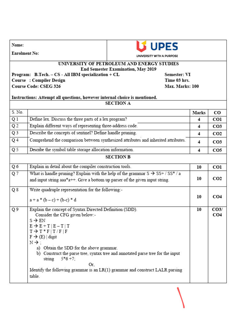16-E - CSEG 326 Compiler Design-Updated | PDF | Parsing | Syntax (Logic)