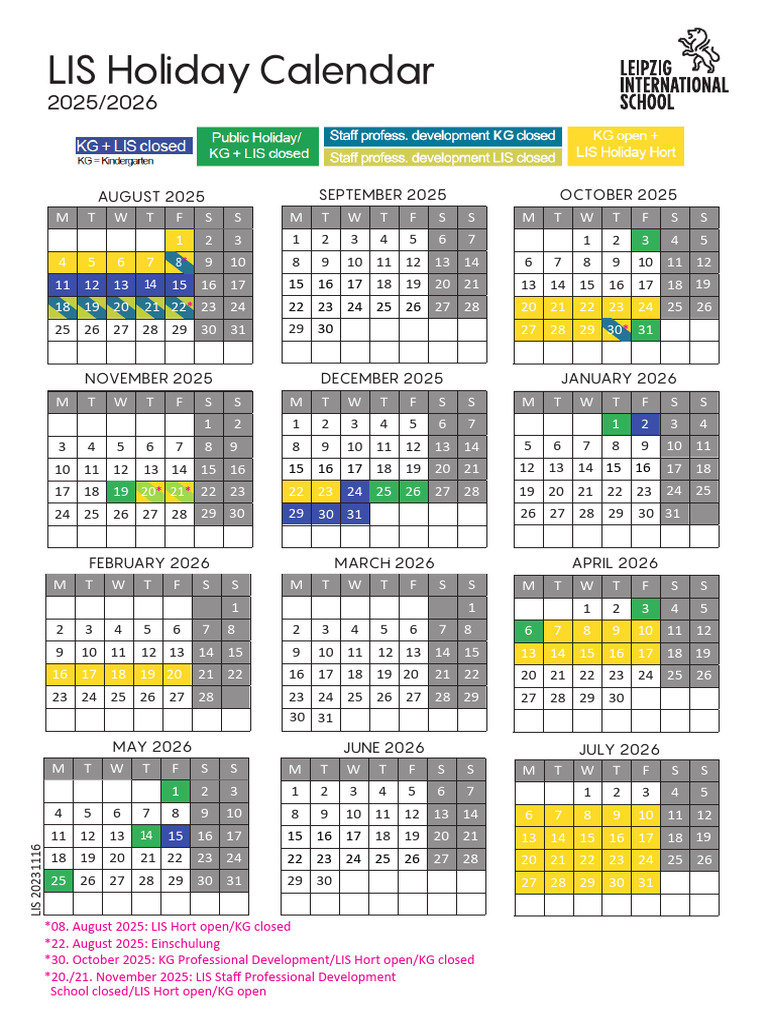 LIS-Holiday Calendar 25 26-1 | PDF