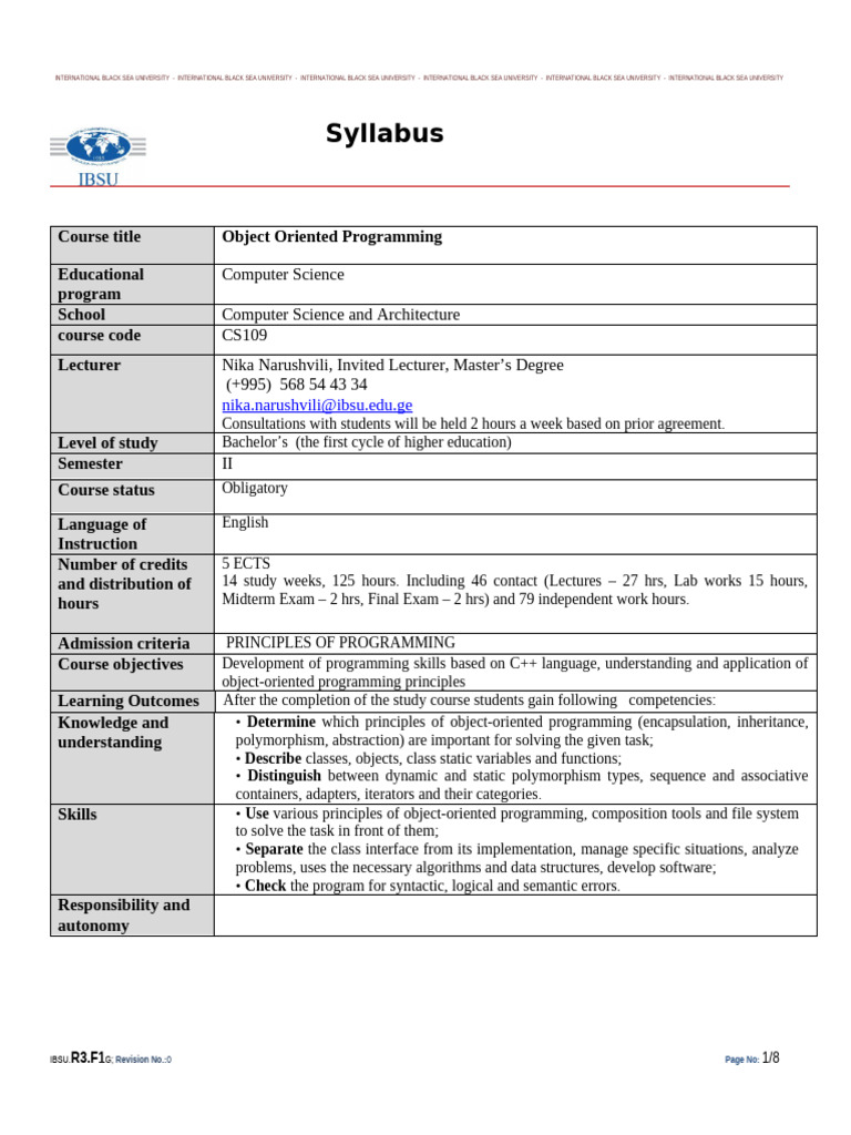 Object Oriented Programming Eng | PDF | Class (Computer Programming) | C++