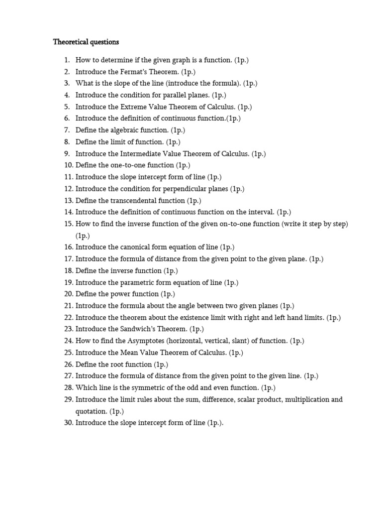Final Exam-Theoretical Questions | PDF