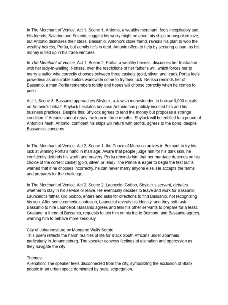 English Revision - Merchant of Venice | PDF | The Merchant Of Venice ...