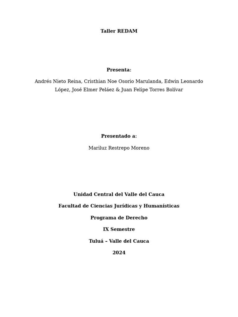 Taller REDAM | PDF | Colombia