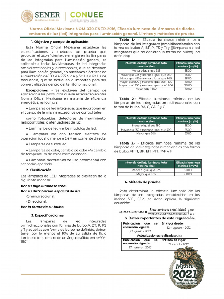 Nom 030 | PDF | Diodo emisor de luz | Electricidad