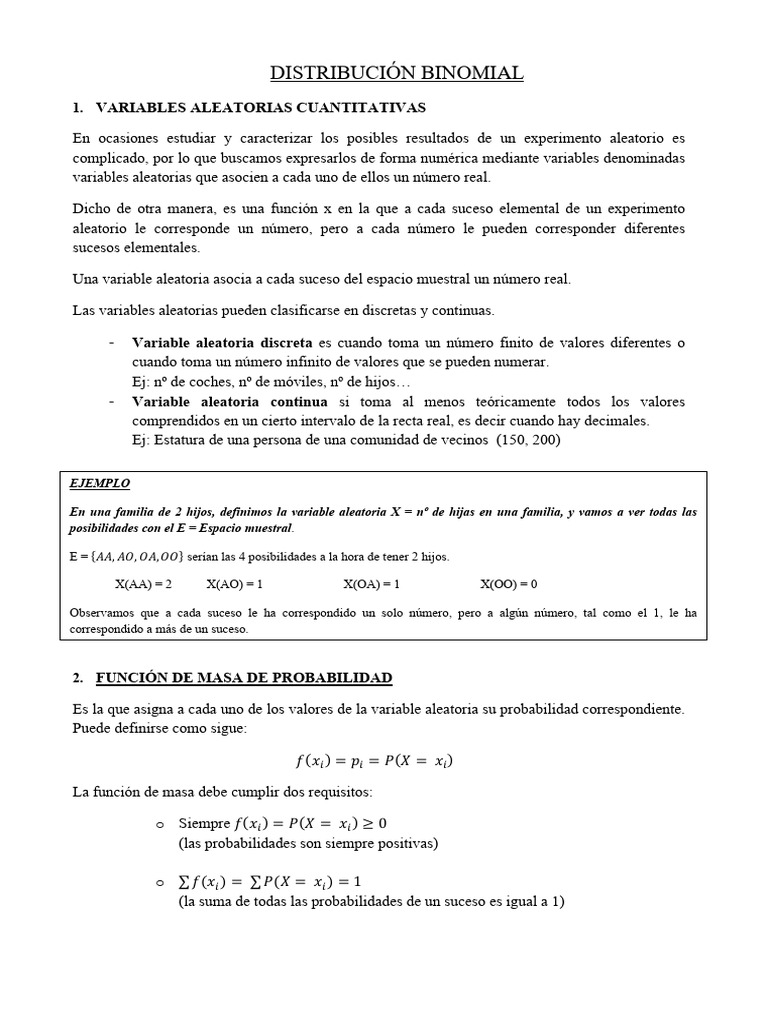 Probabilidad-Distribución Binomial | PDF | Variable aleatoria | Teoría de probabilidad