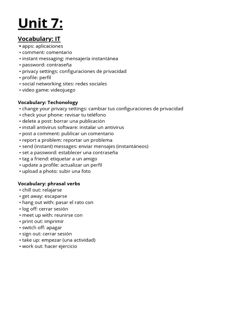 Unit 3 vocabulary Staying healthy do exercise Hacer ejercicio eat fruit ...