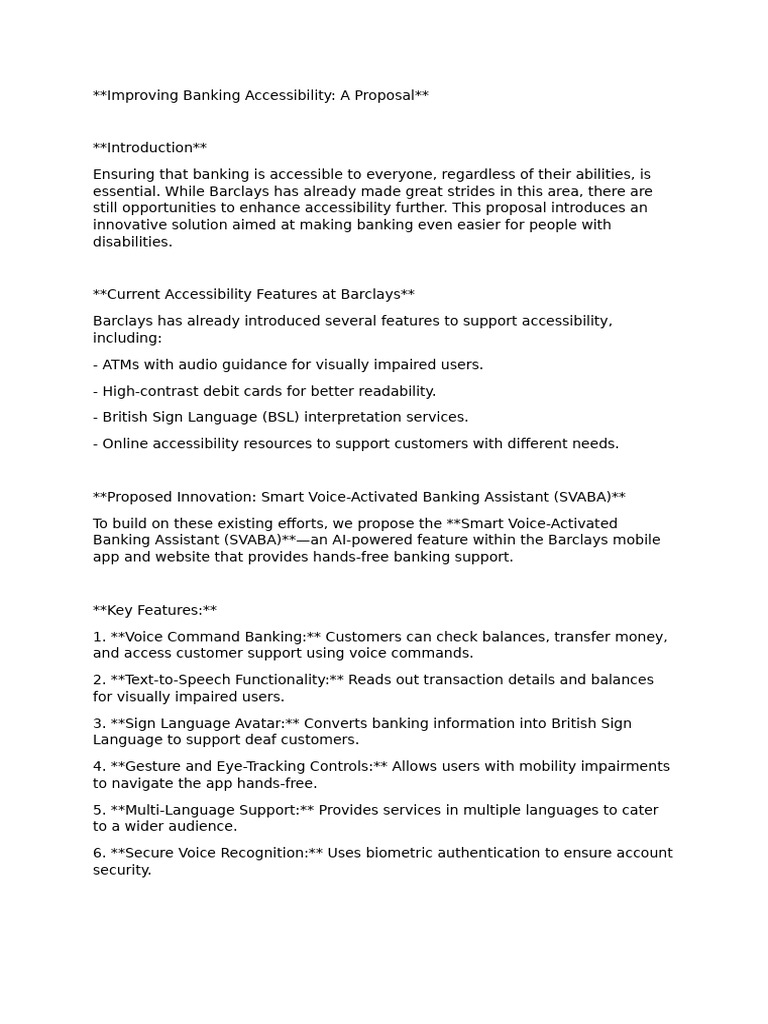 Improving Banking Accessibility - A Proposal | PDF | Accessibility ...