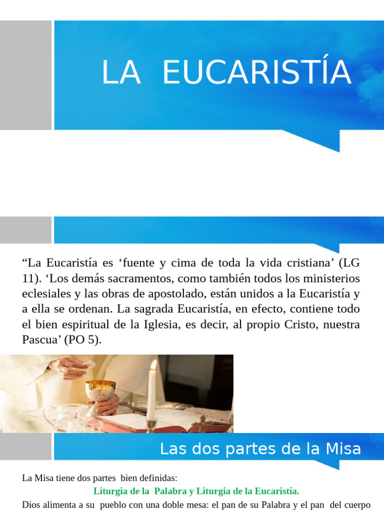 La Eucaristía, Centro y Culmen de La Vida Cristiana | PDF | Sermón ...
