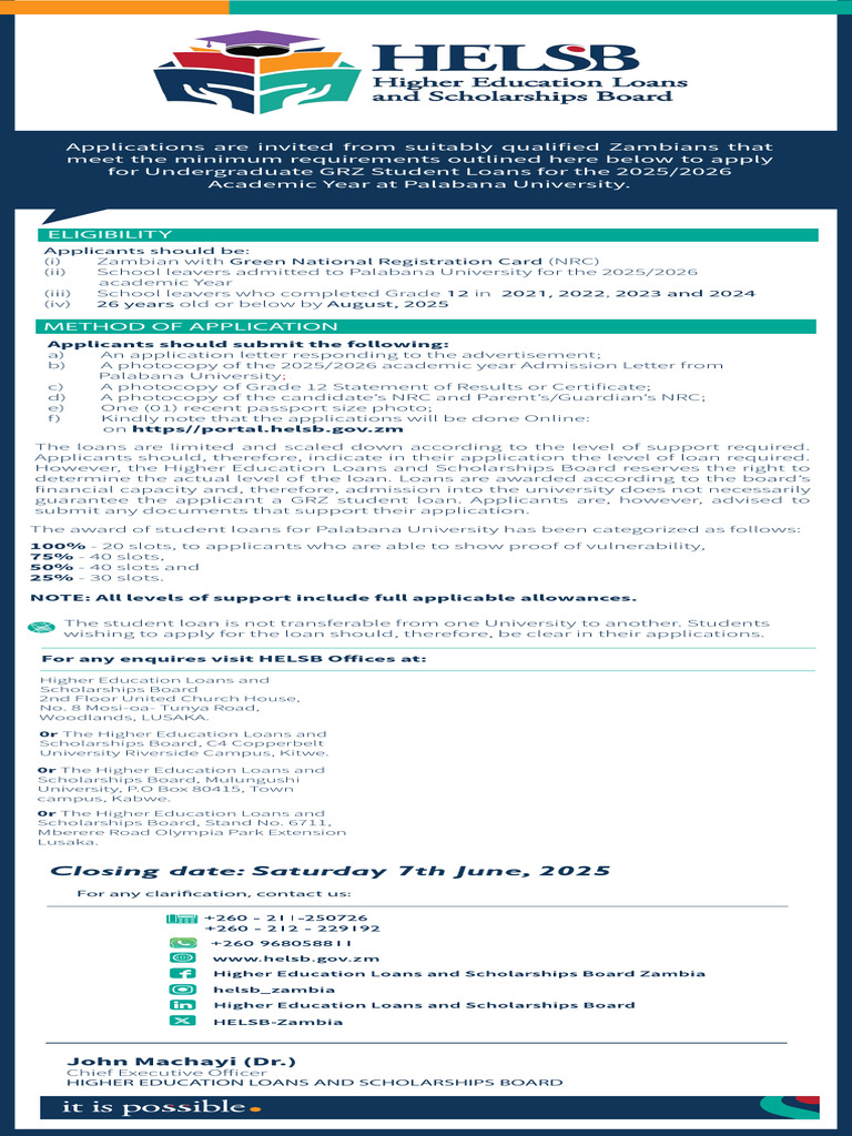 Helsb Palabana Advert 2025 2026 | PDF | Higher Education | Educational Stages