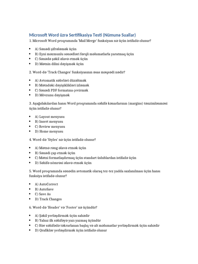 Microsoft Word Test | PDF