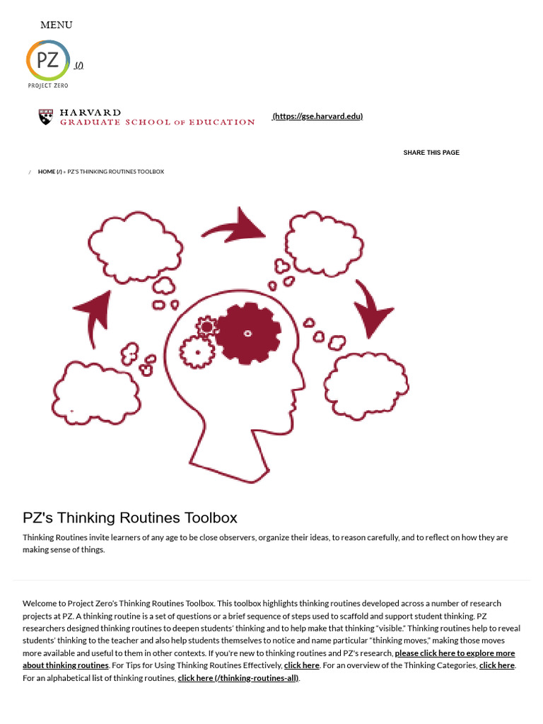 PZ's Thinking Routines Toolbox - Project Zero | PDF | Thought | Learning