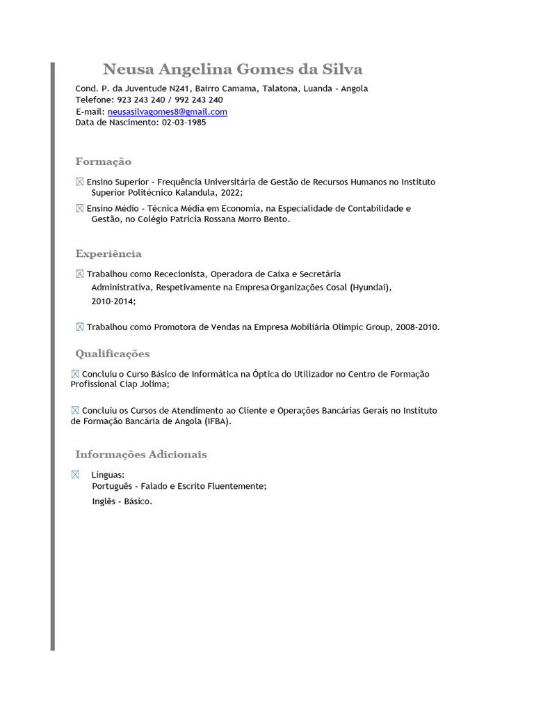 CV Neusa - Silva | PDF