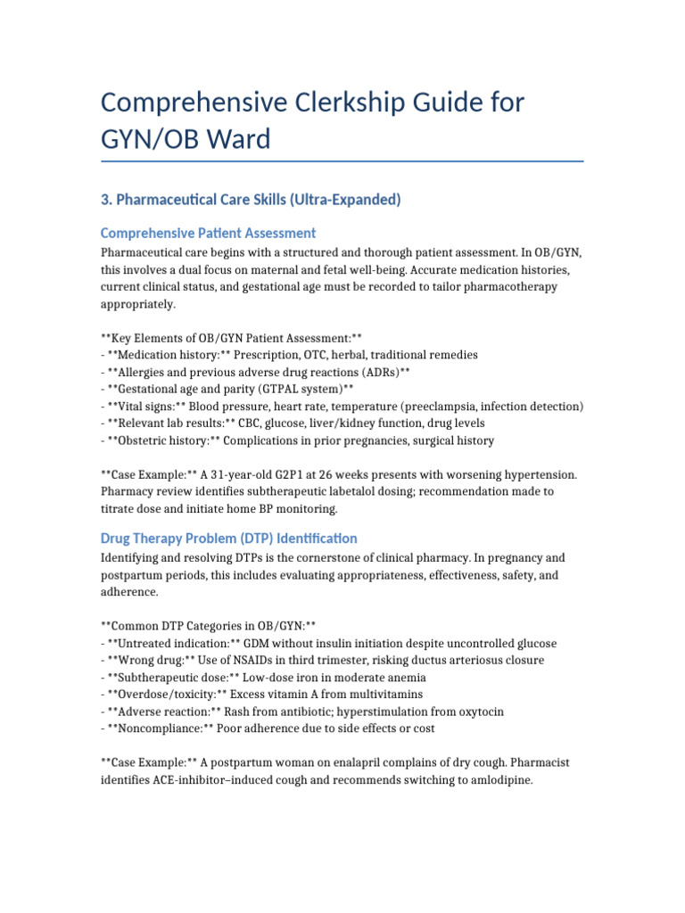 OB/GYN Pharmaceutical Care Guide | PDF | Gestational Diabetes | Obstetrics