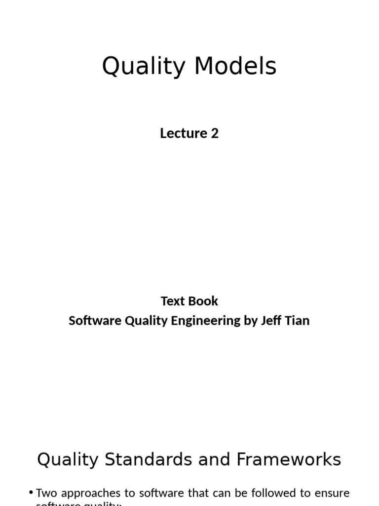 Lecture 2 Quality Models | PDF | Software Quality | Usability