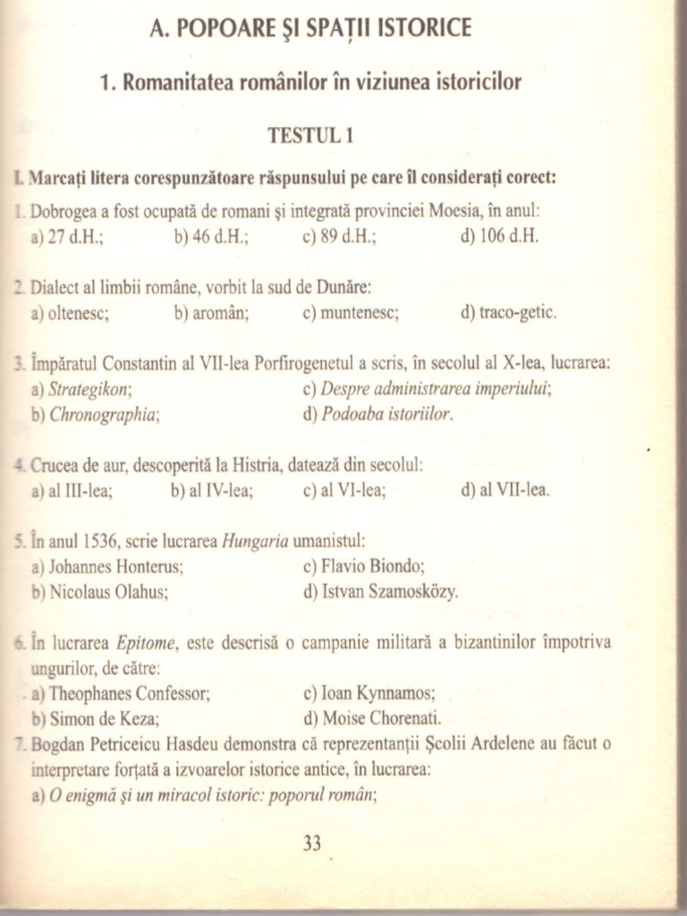 romanitatea test 1-2 | PDF