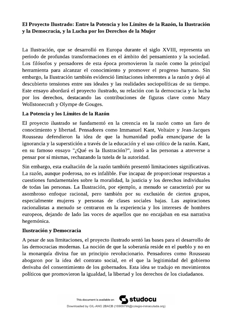 Mary Wollstonecraft y Olympe de Gouges | PDF