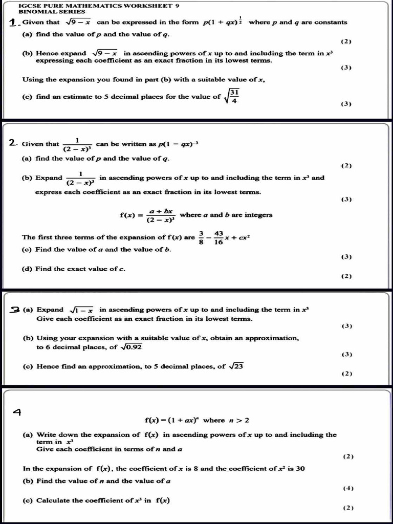PM-WS-9-BINOMIAL-SERIES-2024 | PDF