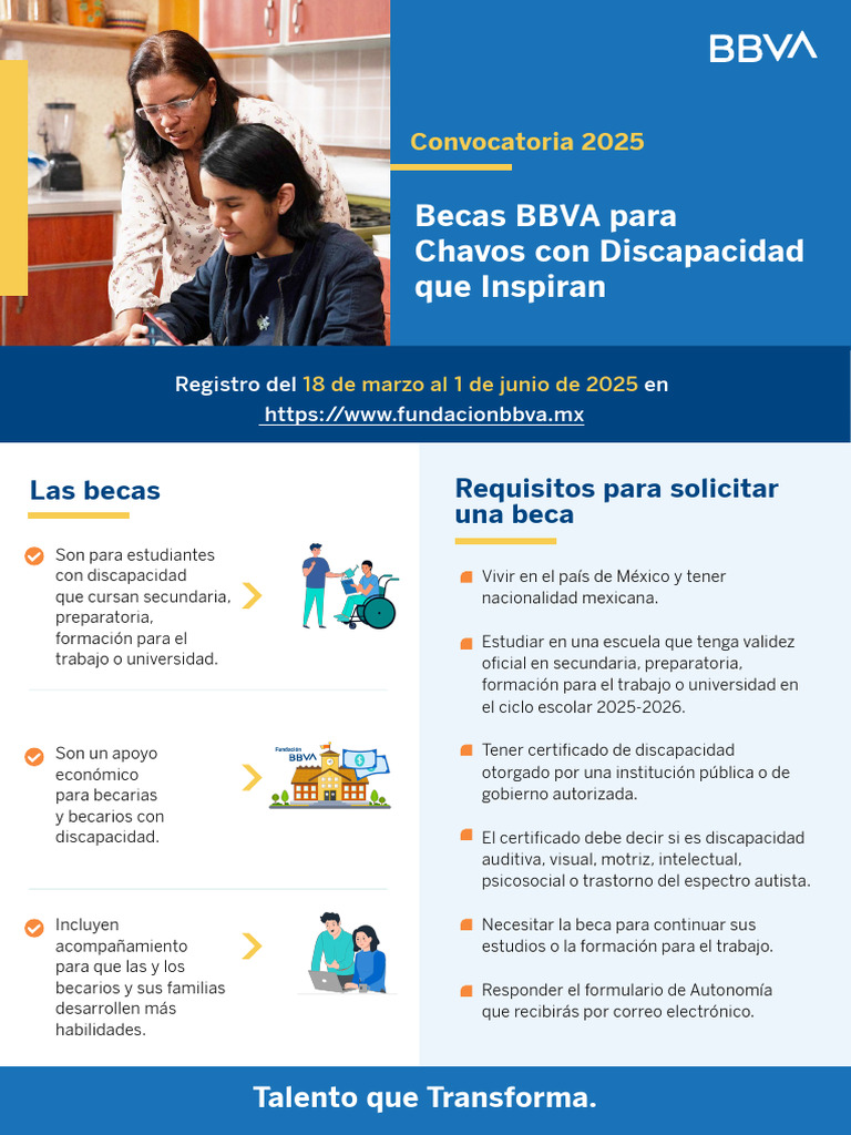 Postal Informativa - Becas BBVA para Chavos Con Discapacidad Que Inspiran | PDF