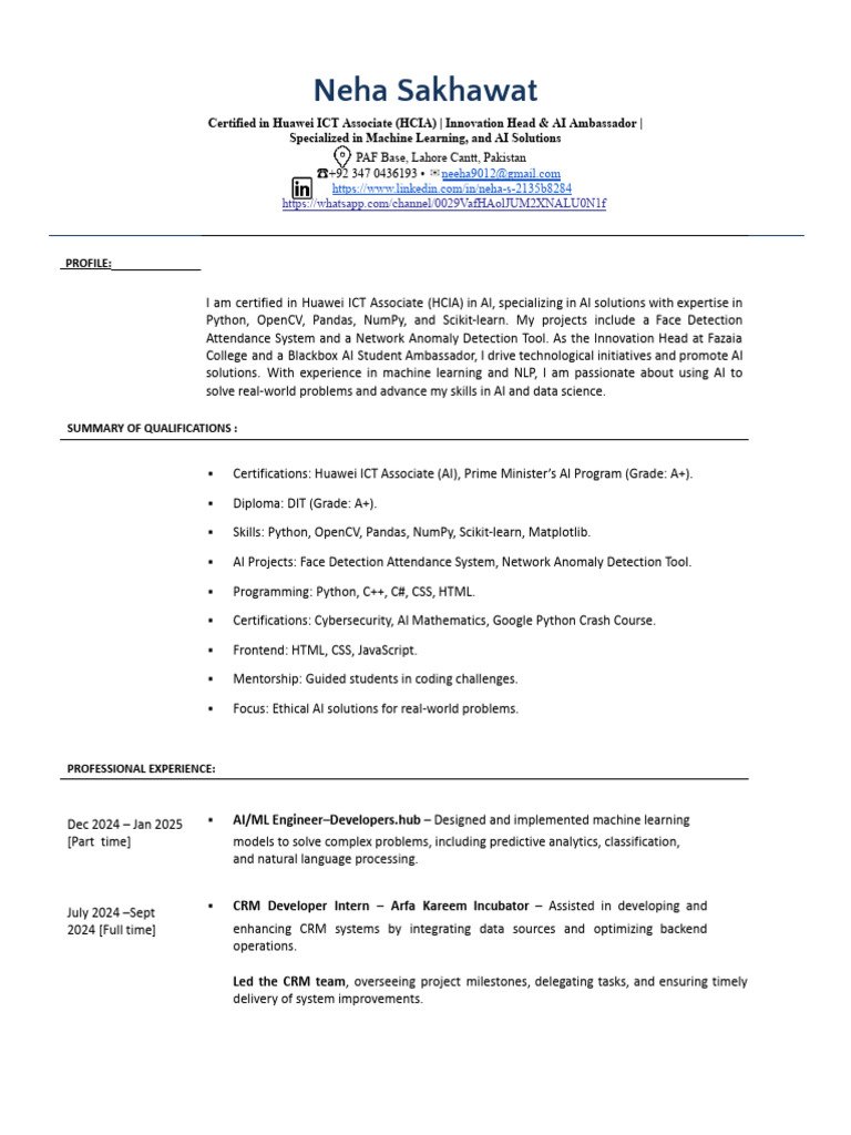 NehaSakhawat ComputerTutor CV | PDF | Computer Programming | Computer Network