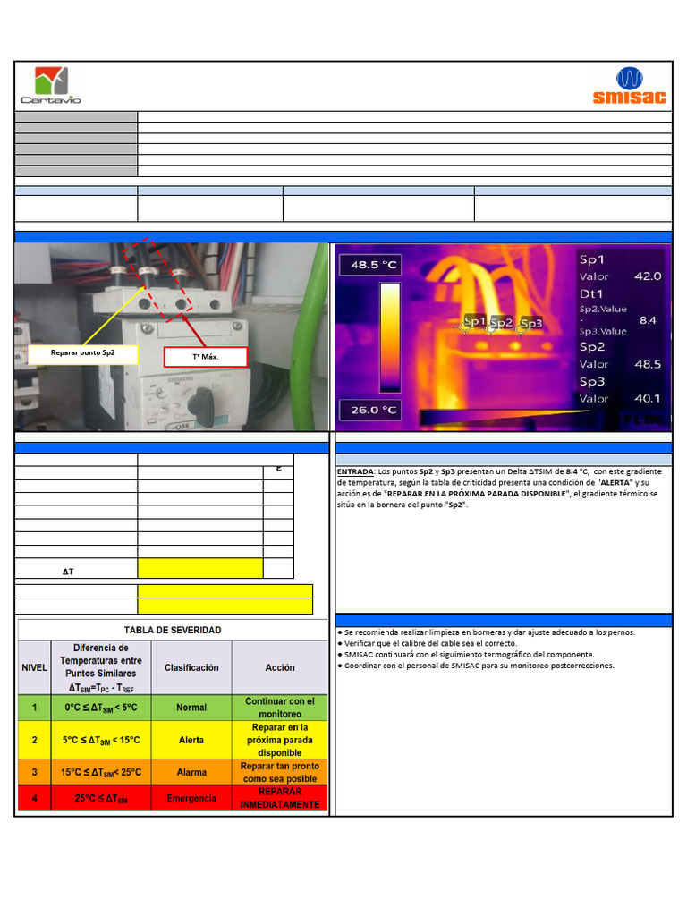 SMISAC 2139 Reporte de Termografía - Guardamotor - Bomba de Vacío Tacho N°2 - Elaboración | PDF ...