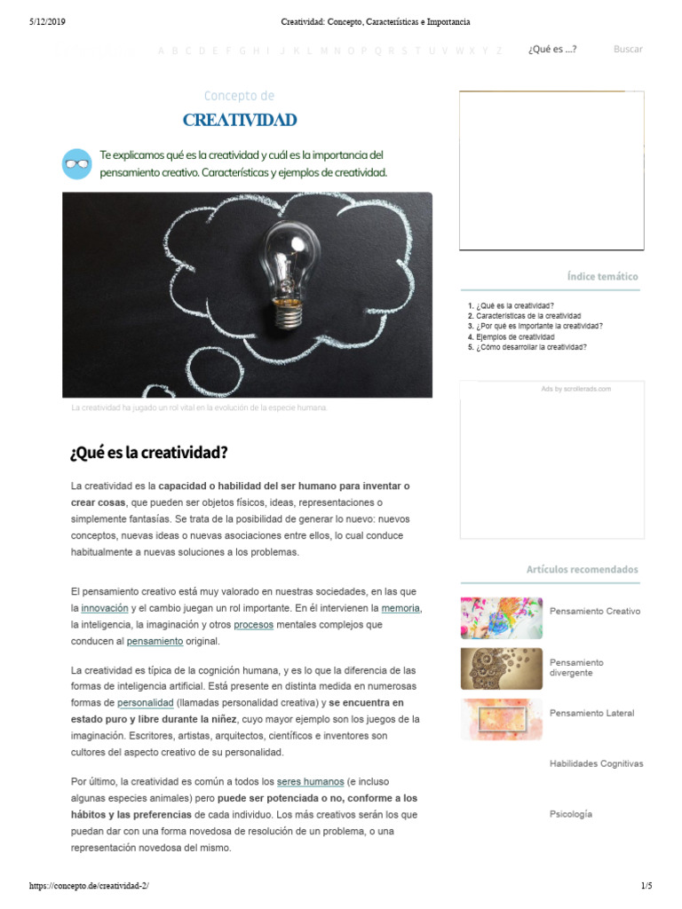 Creatividad - Concepto, Características e Importancia | PDF ...