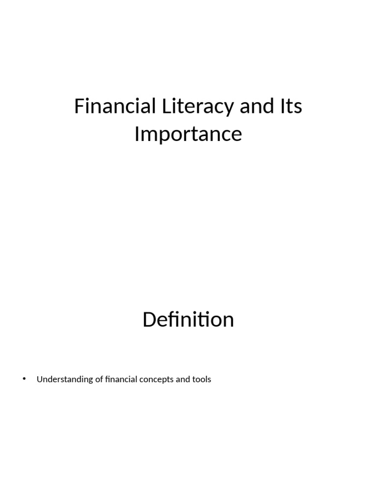 Financial Literacy Importance | PDF
