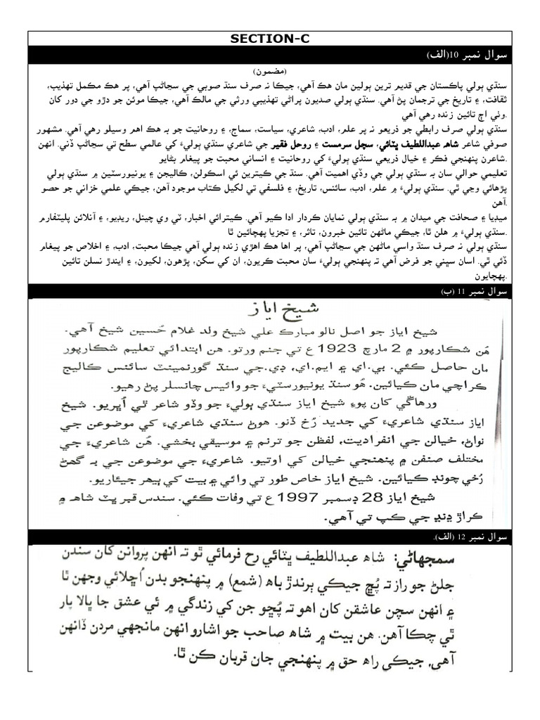 Section c Sindhi | PDF