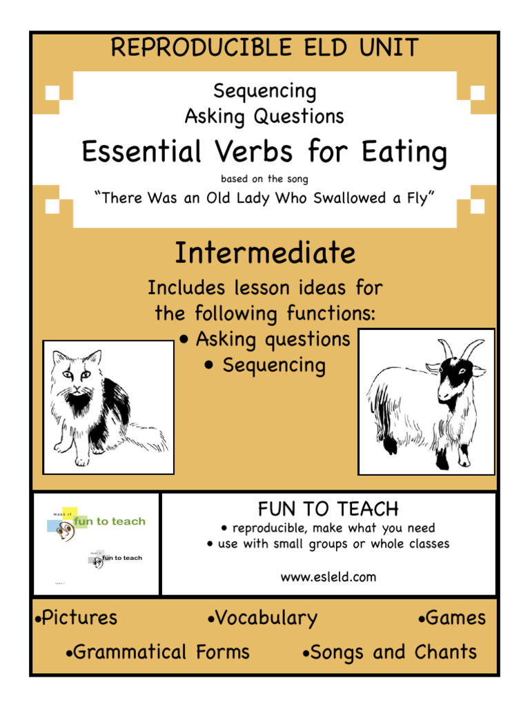 Essential Verbs For Eating Intermediate: Reproducible Eld Unit | PDF ...