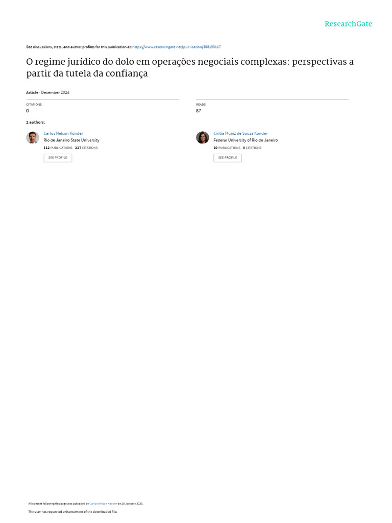 5 - KONDER, Carlos Nelson KONDER, Cintia. O Regime Jurídico Do Dolo em ...