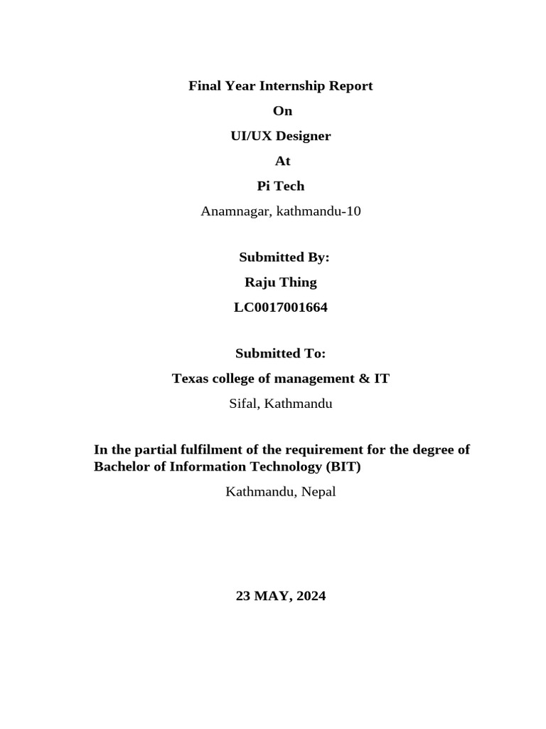 Final Year Intern Report Raju Thing | PDF | Mobile App | Usability