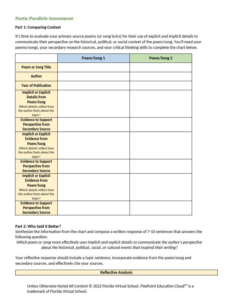 Poetic Parallels Assessment Guide | PDF | Poetry | Human Communication