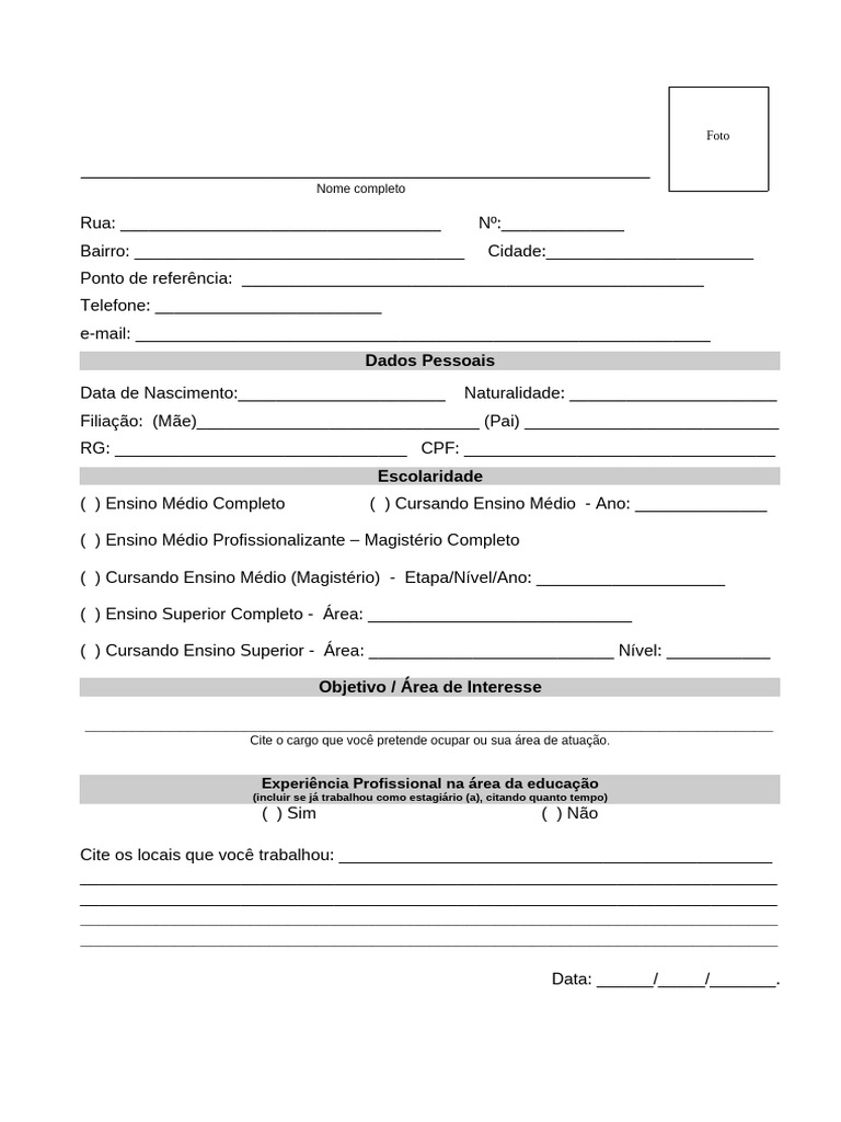 Modelo Curriculum | PDF