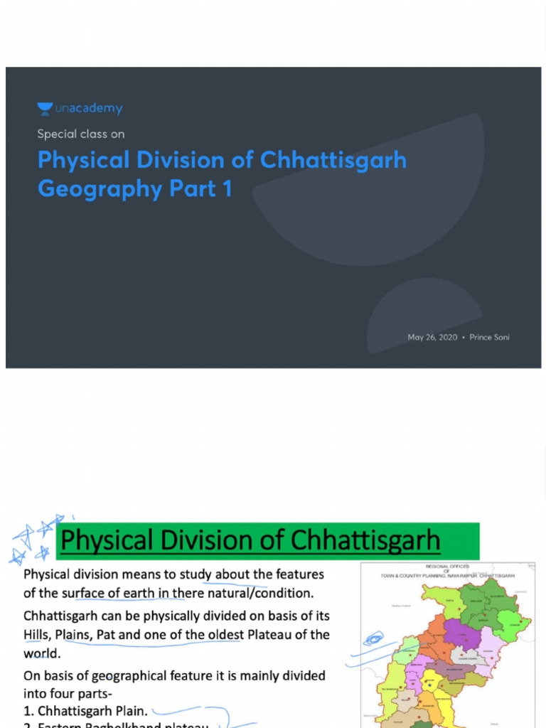 Physical Division of Chhattisgarh Geography Part 1 With Anno | PDF