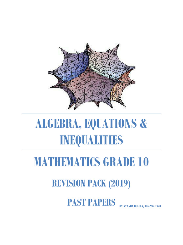 2019 Grade 10 Algebra, Equations and Inequalities | PDF | Equations ...