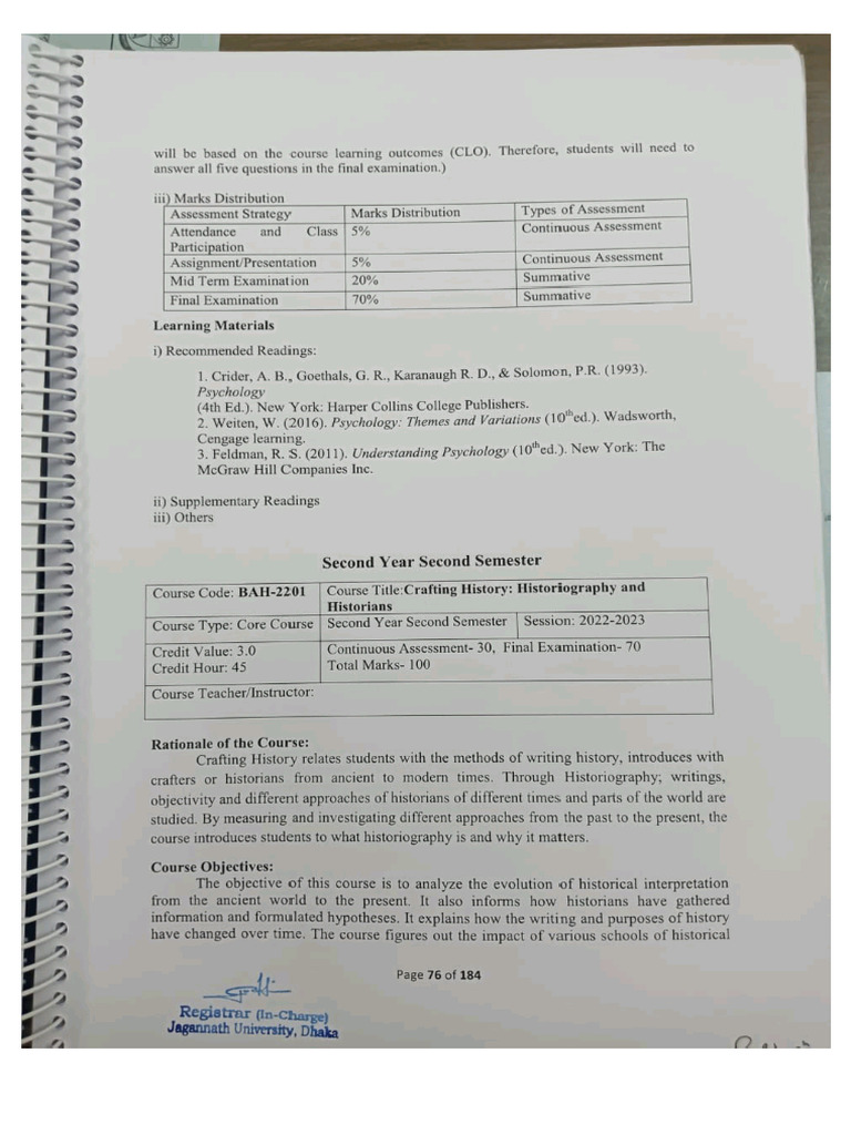 2nd Year 2nd Semester Course Curriculum | PDF