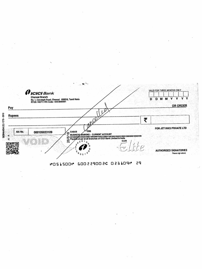 Cancelled Cheque Leaf | PDF