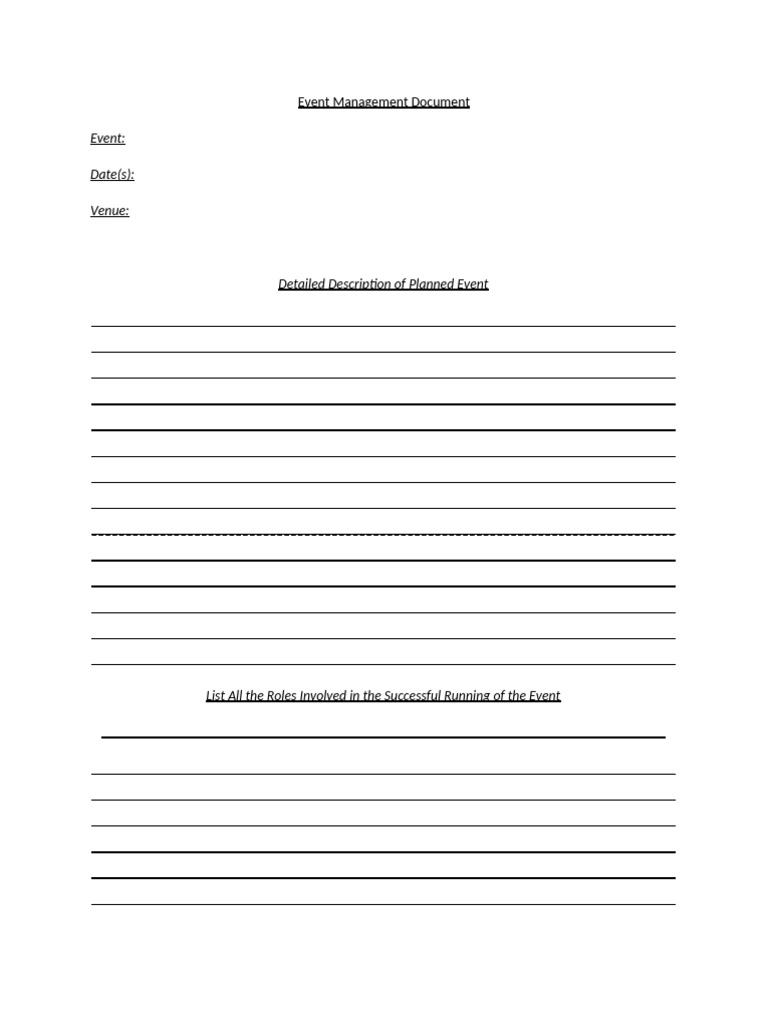 Event Management Document Template 2 | PDF