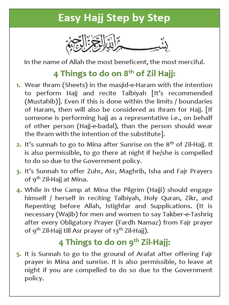 Hajj - Step by Step (English Version) | PDF | Hajj | Prayer