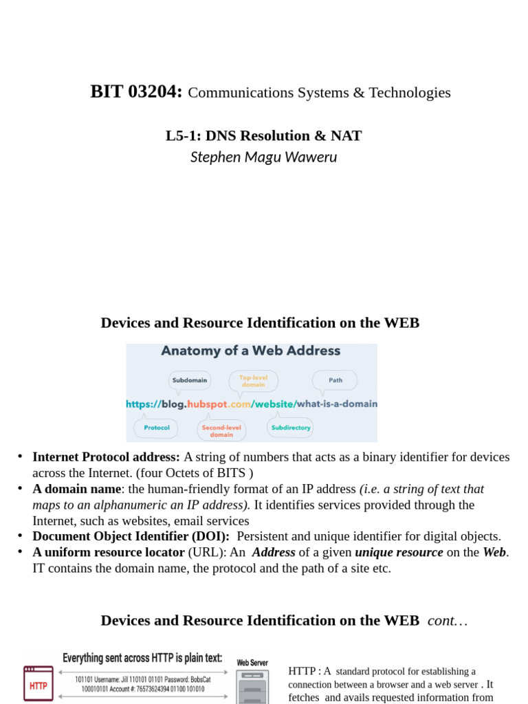 L5-1 DNS Resolution NAT | PDF | Domain Name System | Ip Address