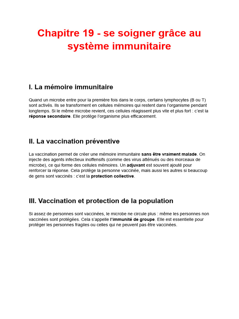 Chapitre 19 - Se Soigner Grâce Au Système Immunitaire | PDF | Système ...