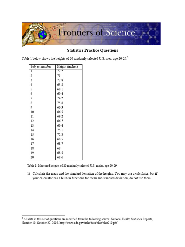 Tutorial Practice Questions FINAL | PDF | Standard Error | Standard Deviation