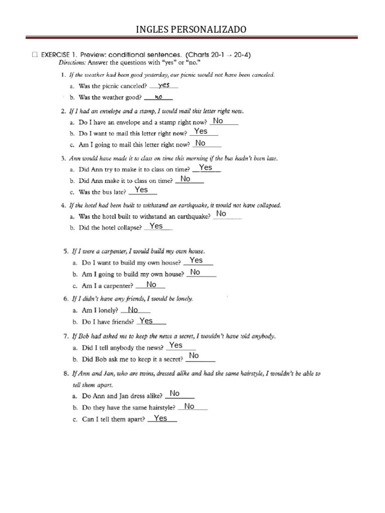 Conditional1,2,3, Exercises, Questions | PDF | Interpretation (Philosophy) | Syntax