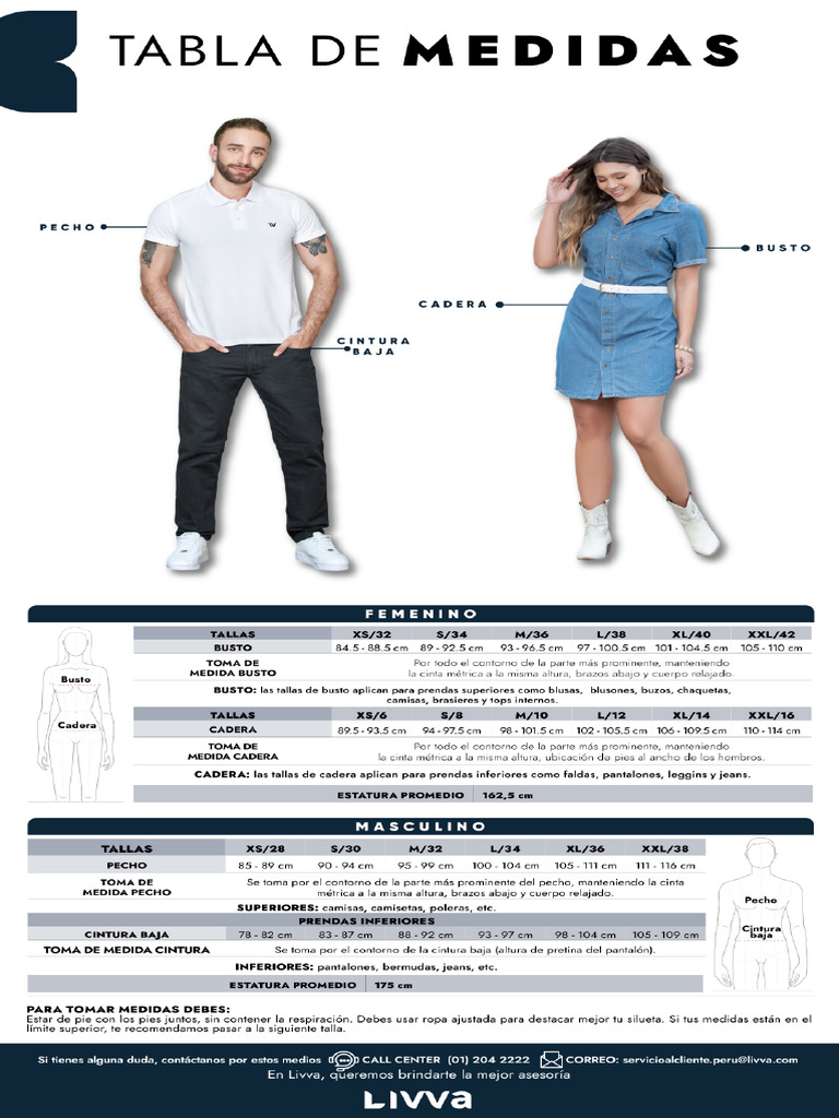 Tabla de Medidas Livva Fem Masc | PDF