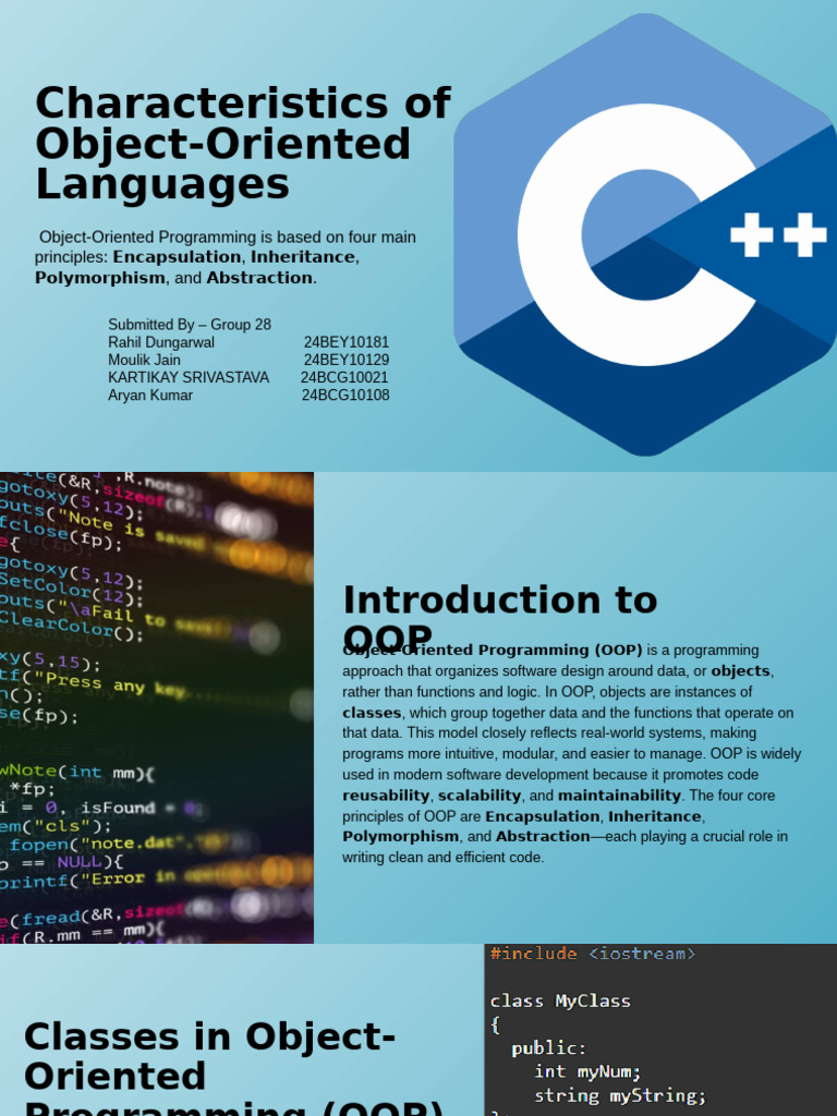 Group 28 Characteristics of OOL | PDF | Class (Computer Programming ...