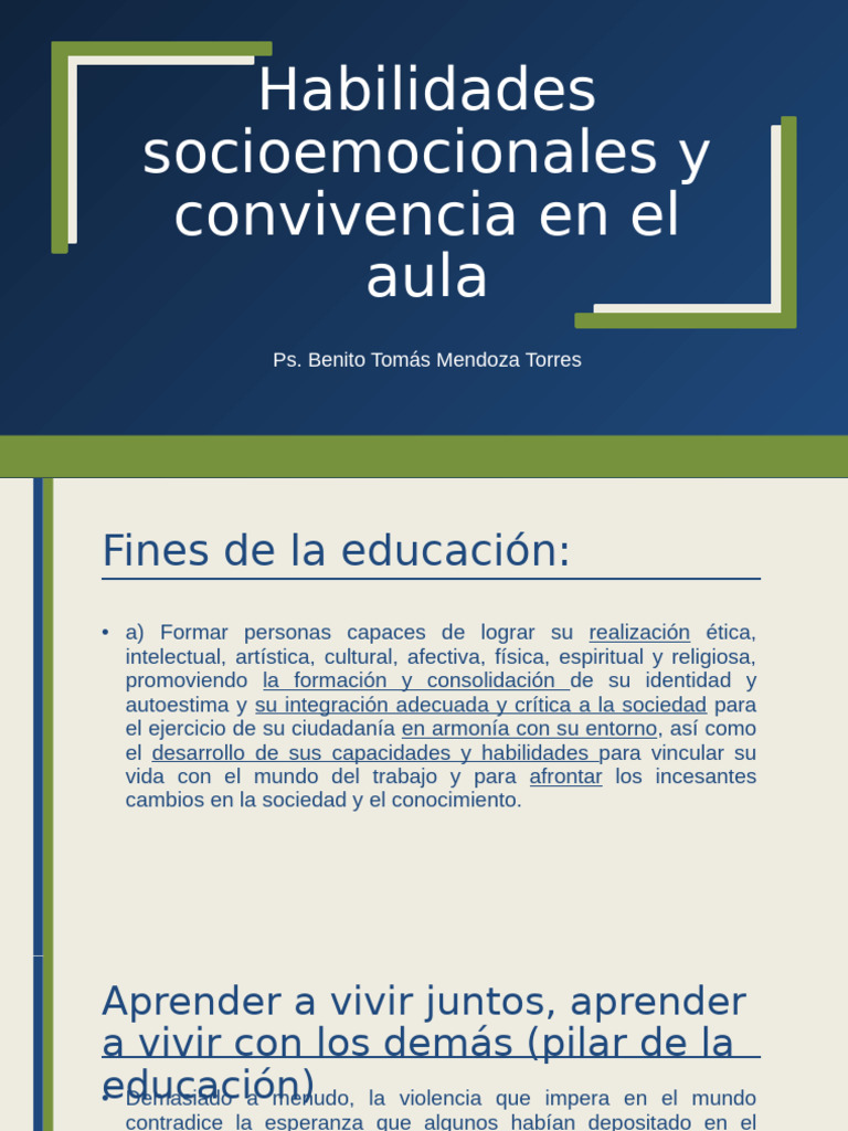 Habilidades Socioemocionales y Convivencia en El Aula | PDF | Maestros ...