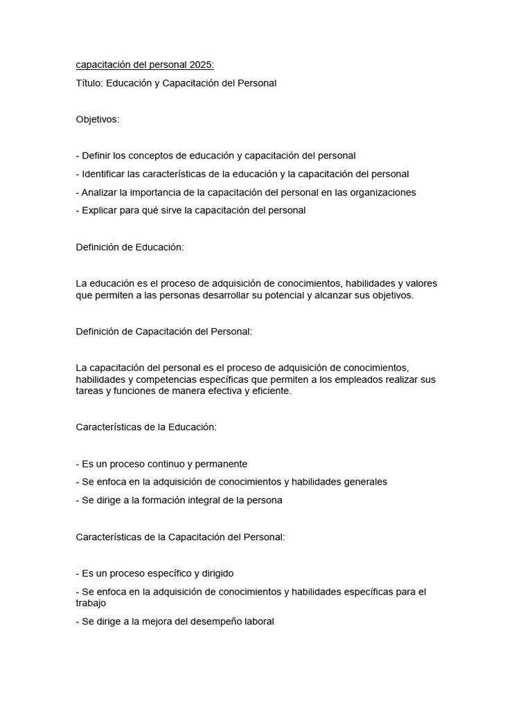 1 - capacitaci-n del personal 2025 CLASE 1 | PDF